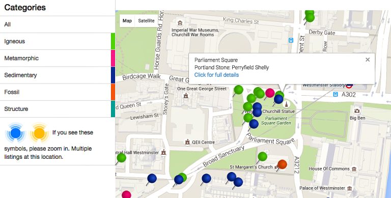 Mapping the Fossils and Meteorite Impacts in London's Architecture