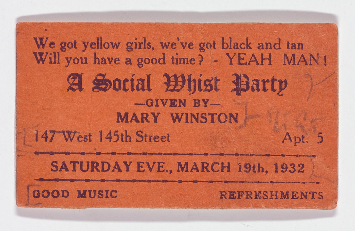 Langston Hughes’s Collection of Rent Party Cards from Harlem