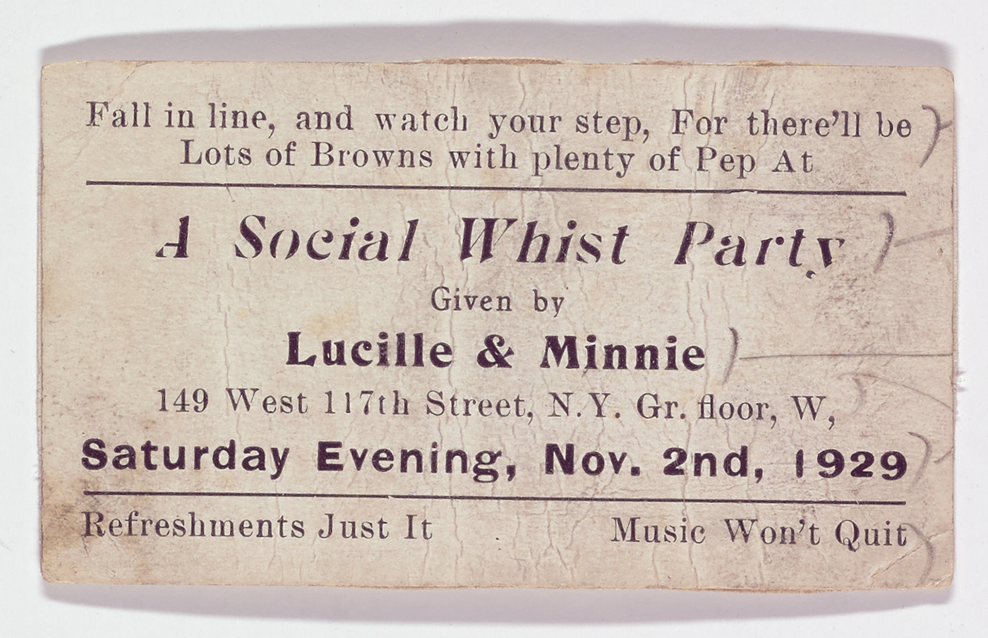 Langston Hughes’s Collection of Rent Party Cards from Harlem