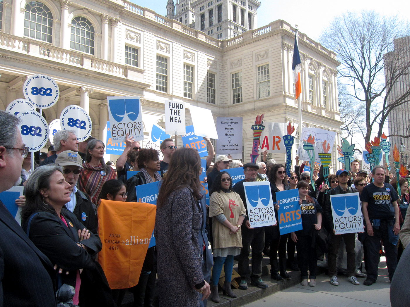 A Rally at New York City Hall Calls on Trump to Fund the Arts