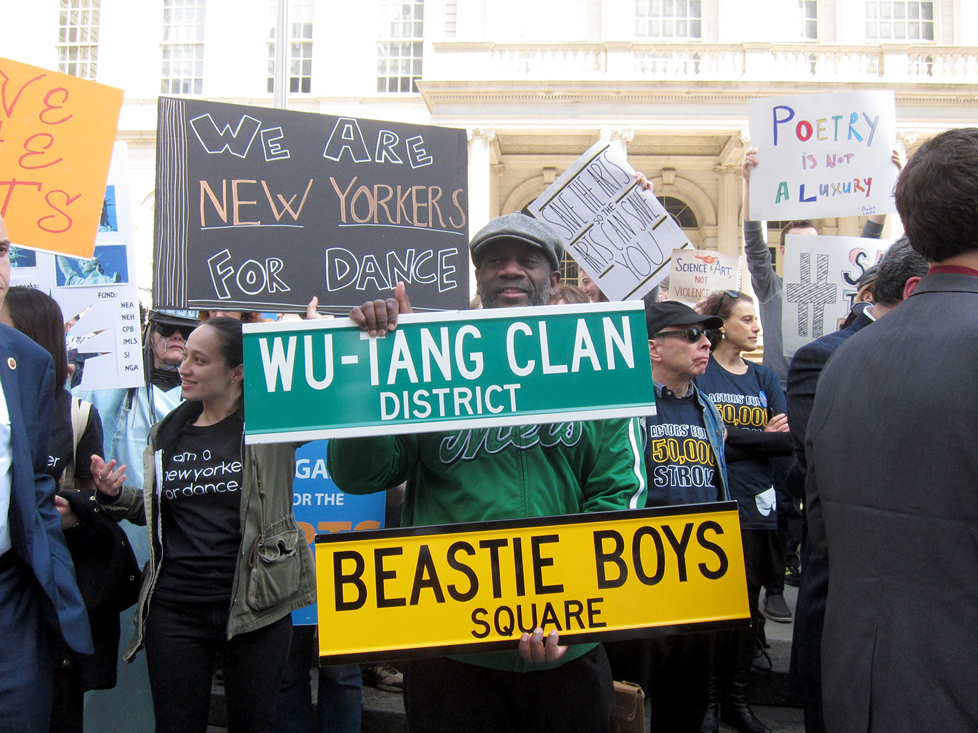 A Rally at New York City Hall Calls on Trump to Fund the Arts