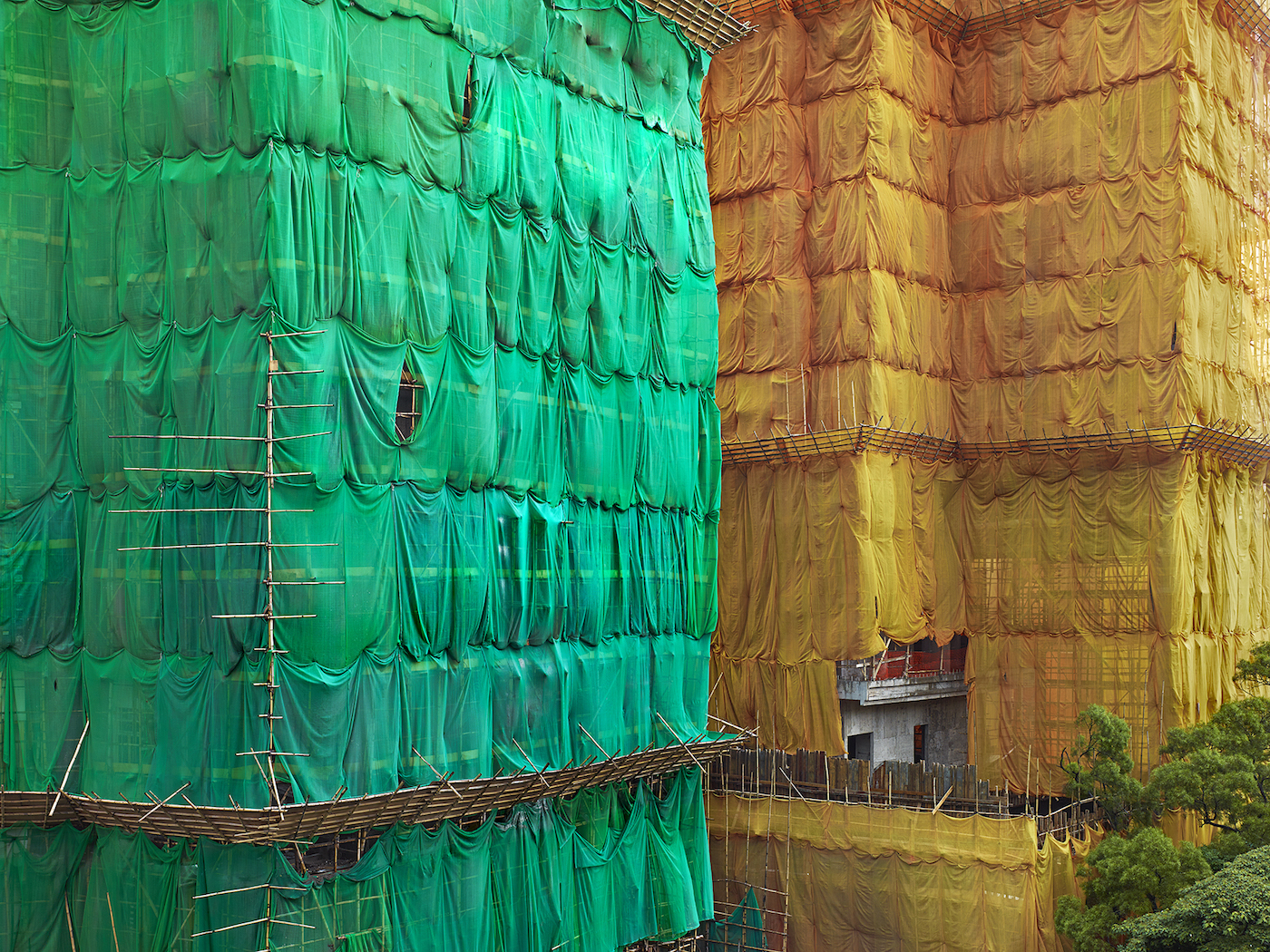 The Colorful Cocoons of Hong Kong's Bamboo Scaffolding